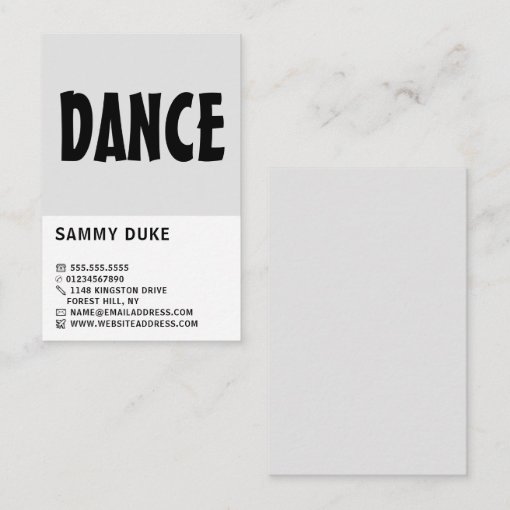 Modern Bold, Dancer, Dancing Instructor Business Card | Zazzle