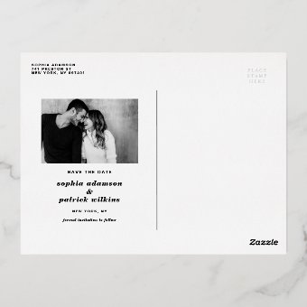 Modern Bold Date Typography Black Save the Date Foil Invitation ...