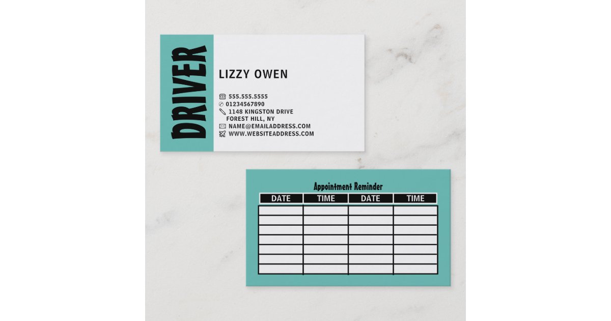Modern Bold, Driving School/Instructor Appointment Business Card | Zazzle