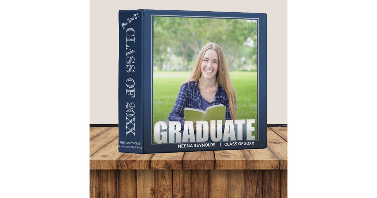 Modern Bold Font Class Of 2024 Graduation Photo 3 Ring Binder | Zazzle