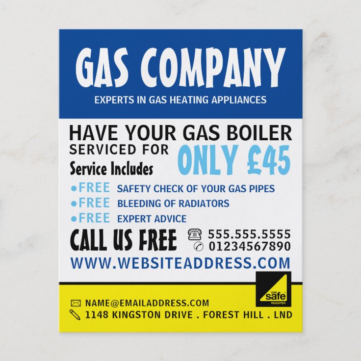 Modern Bold, Gas Engineer & Supplier Advertising Flyer | Zazzle