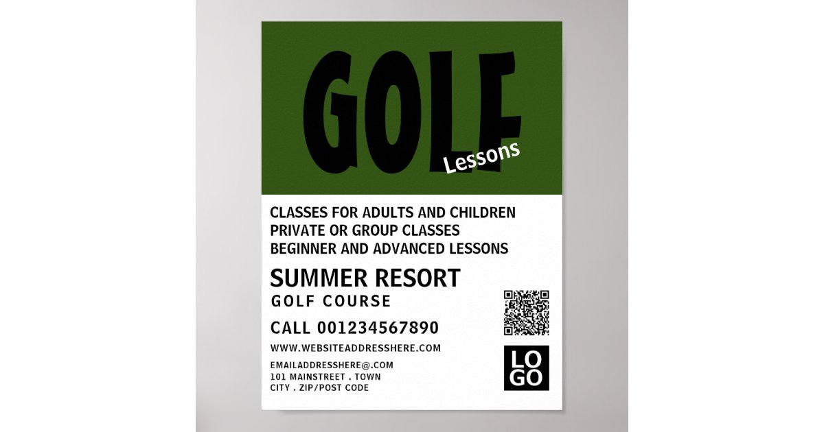 Modern Bold, GoIf Lesson Advertising Poster | Zazzle