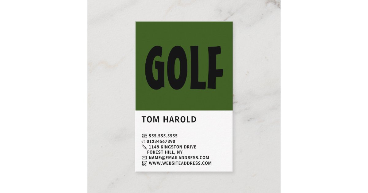 Modern Bold, Golf Club, Golfer, Golf Coach Business Card | Zazzle