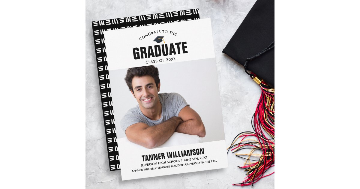 Modern Bold Grad Photo Graduation Announcement | Zazzle