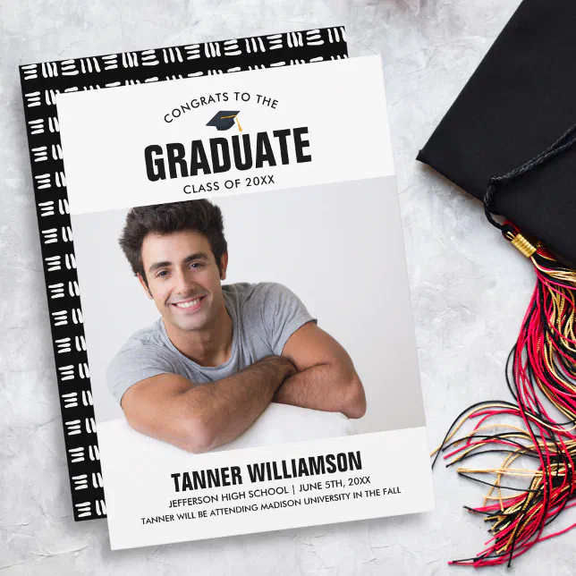 Modern Bold Grad Photo Graduation Announcement | Zazzle