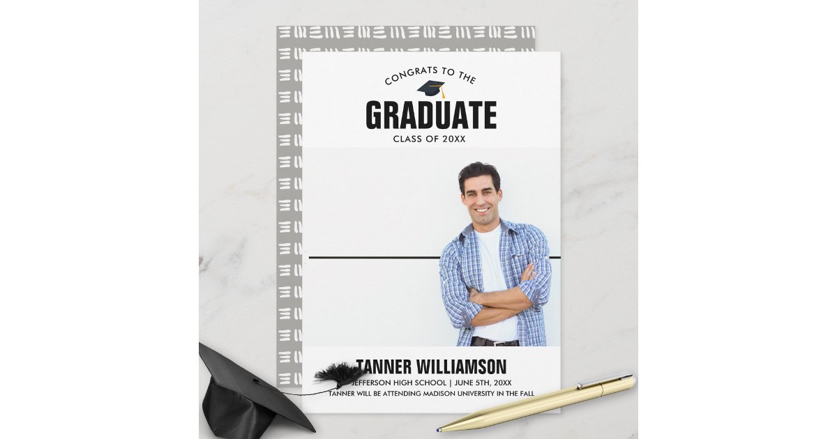 Modern Bold Grad Photo Graduation Announcement | Zazzle