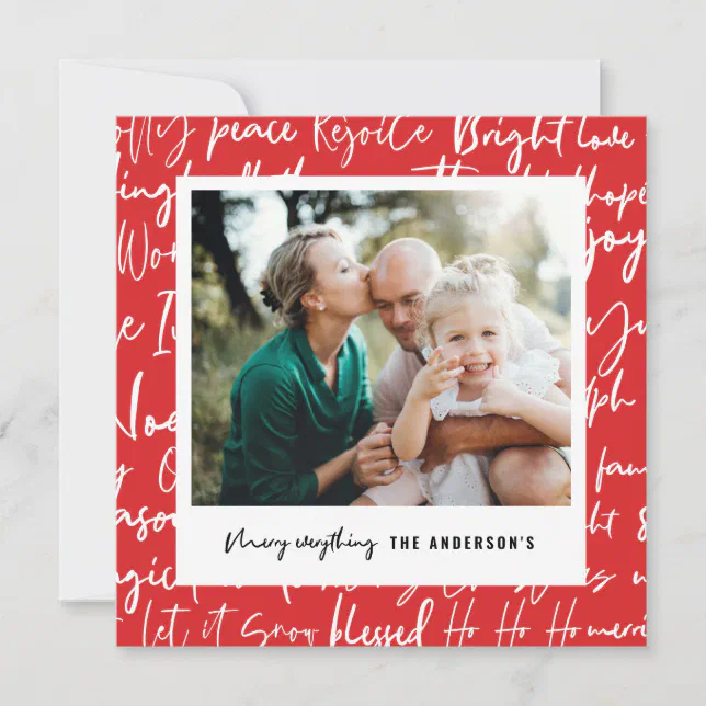 Modern bold graphic typography christmas photo holiday card | Zazzle