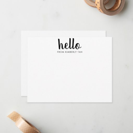 Modern Bold HELLO Script From Name Typography Note Card | Zazzle