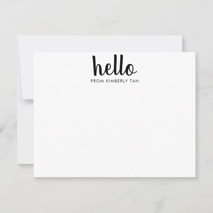 Modern Bold HELLO Script From Name Typography Note Card | Zazzle