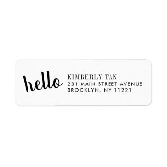 Modern Bold Hello Script Name Black Typography Label | Zazzle