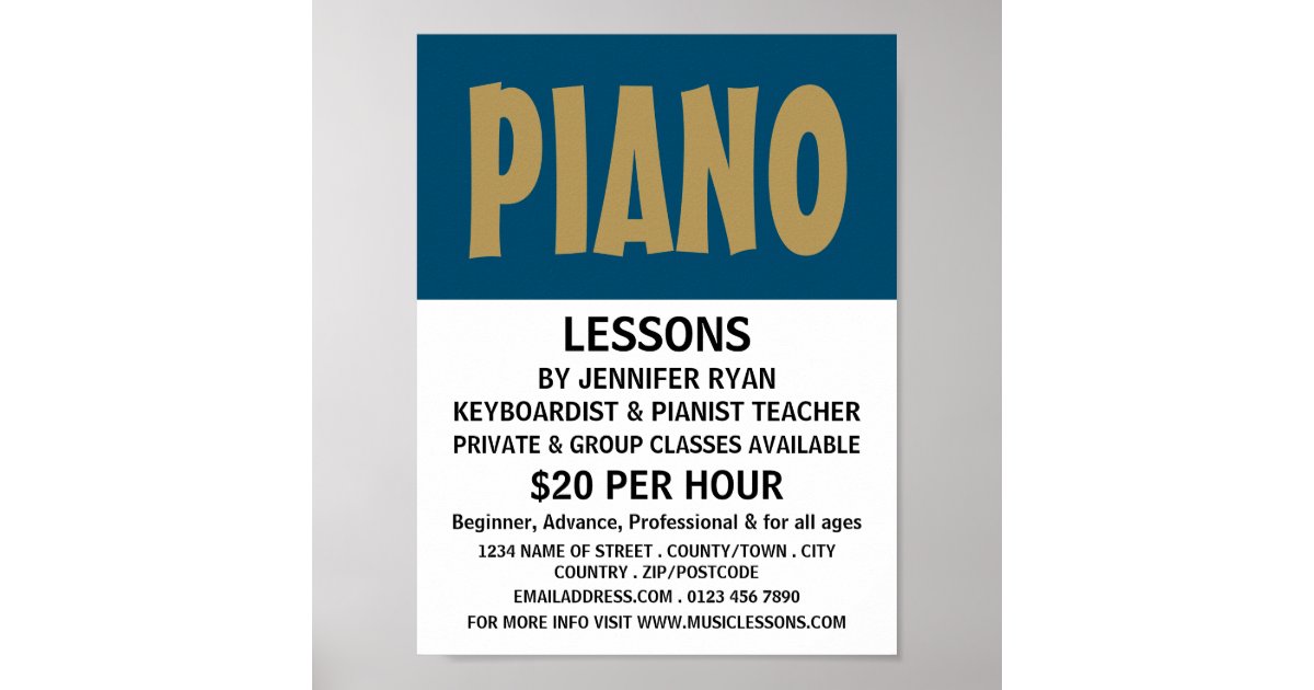 Modern Bold, Keyboard, Piano Lessons Poster | Zazzle