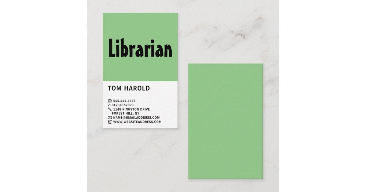 Modern Bold, Librarian Business Card | Zazzle