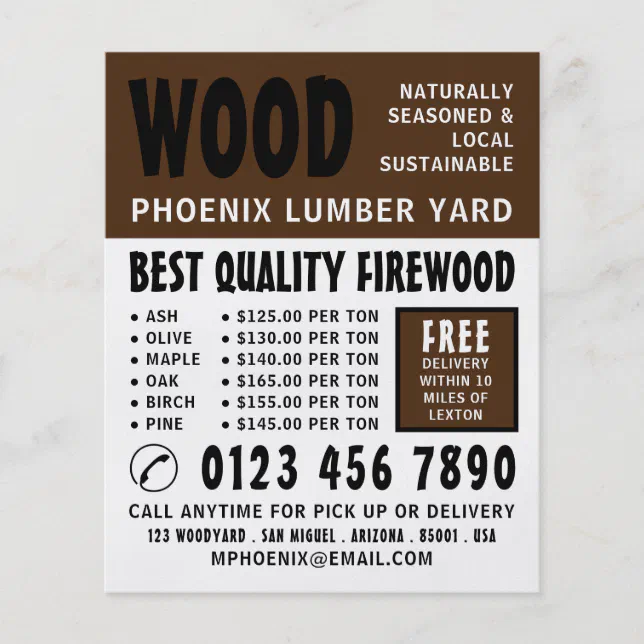 Modern Bold, Lumber/Timber/Wood Yard Advertising Flyer | Zazzle