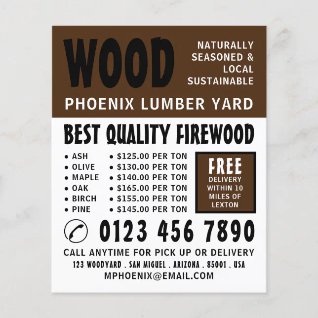 Modern Bold, Lumber/Timber/Wood Yard Advertising Flyer | Zazzle