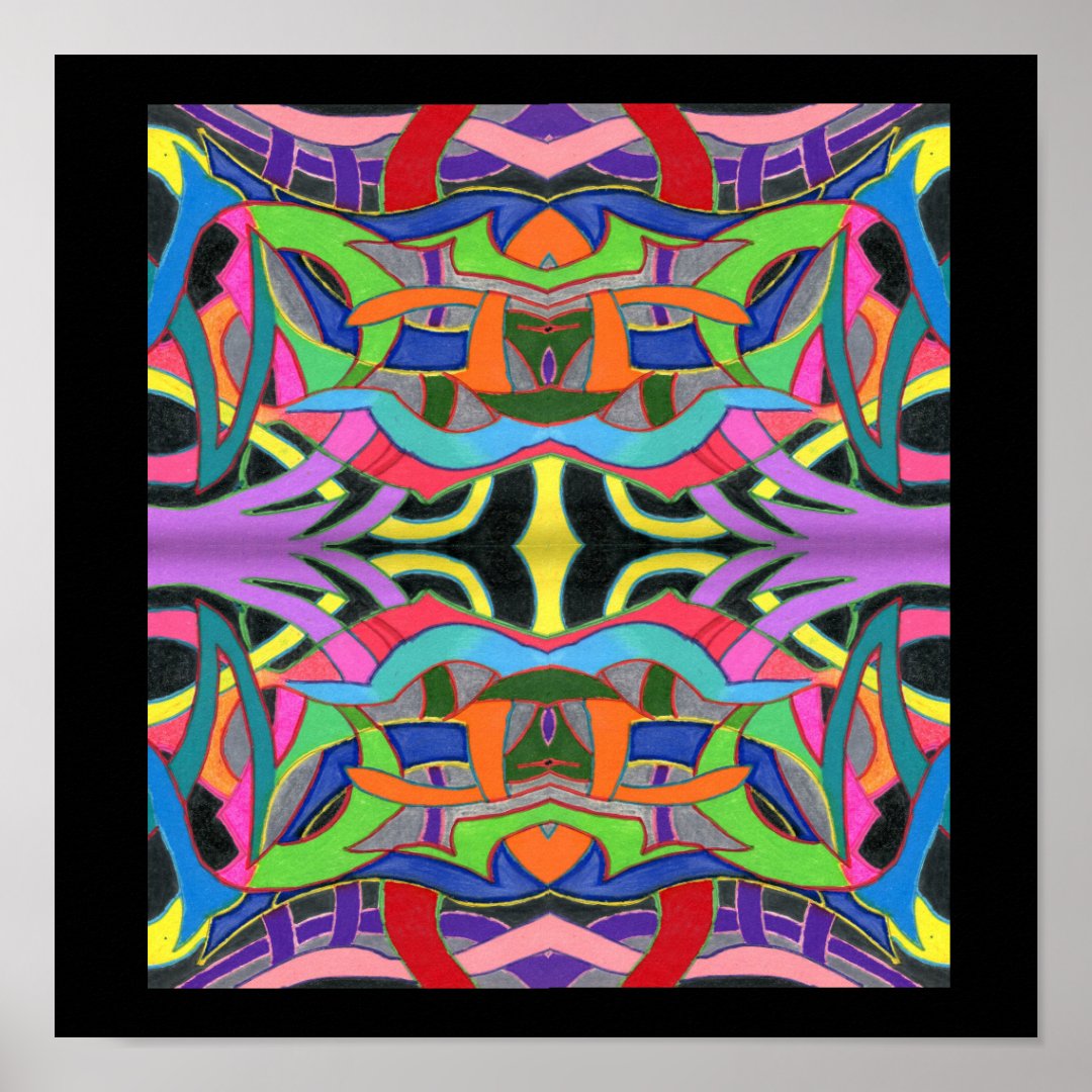 Modern Bold Manly Colorful Line Drawing Poster | Zazzle