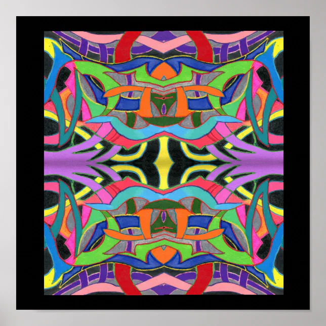 Modern Bold Manly Colorful Line Drawing Poster | Zazzle