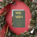 Modern bold Mr Mrs script green photo wedding Foil Invitation | Zazzle