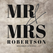 Modern bold Mr Mrs script name black Wedding dance Floor Decals | Zazzle