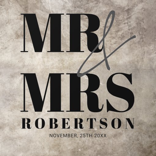 Modern bold Mr Mrs script name black Wedding dance Floor Decals | Zazzle