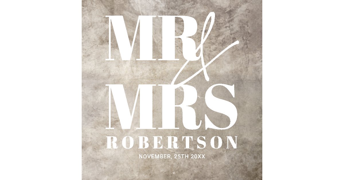 Modern bold Mr Mrs script name white Wedding dance Floor Decals | Zazzle