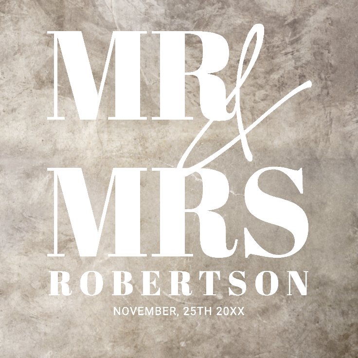 Modern bold Mr Mrs script name white Wedding dance Floor Decals | Zazzle