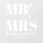 Modern bold Mr Mrs script name white Wedding dance Floor Decals | Zazzle