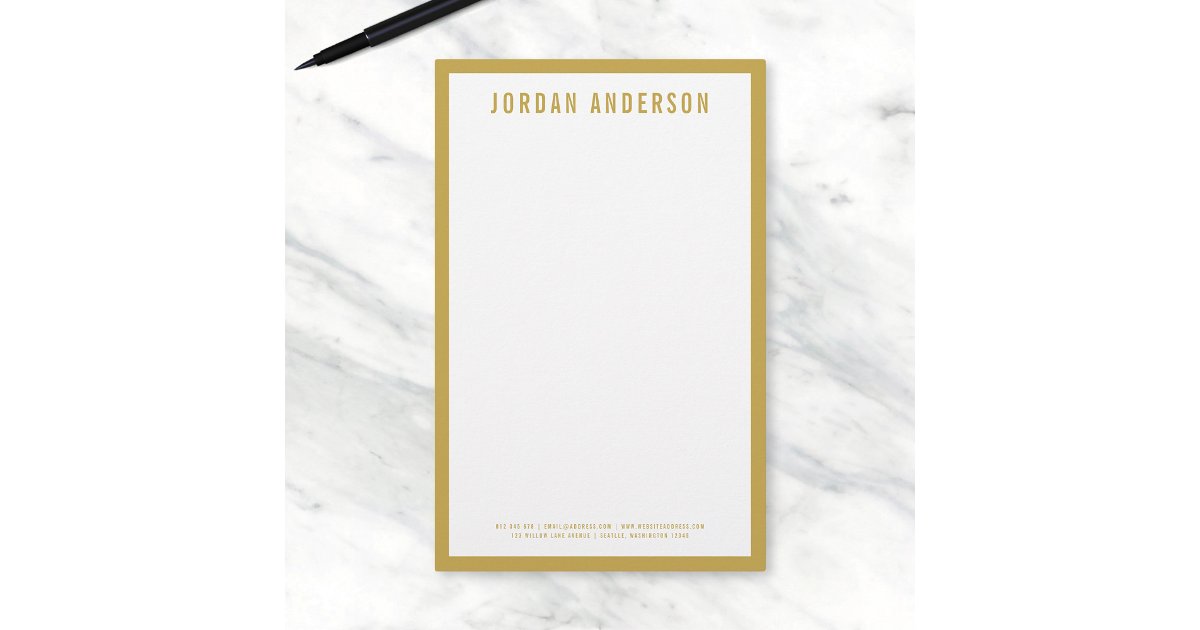 Modern Bold Name with EDITABLE Border Color Stationery | Zazzle