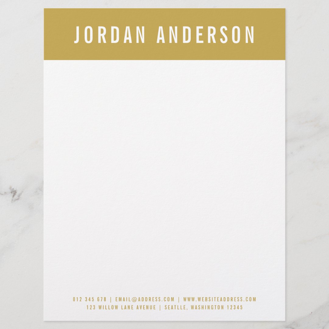 Modern Bold Name with Editable Header Color Letterhead | Zazzle