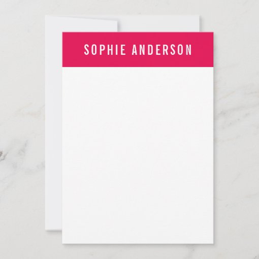 Modern Bold Name with Editable Header Color Note Card | Zazzle