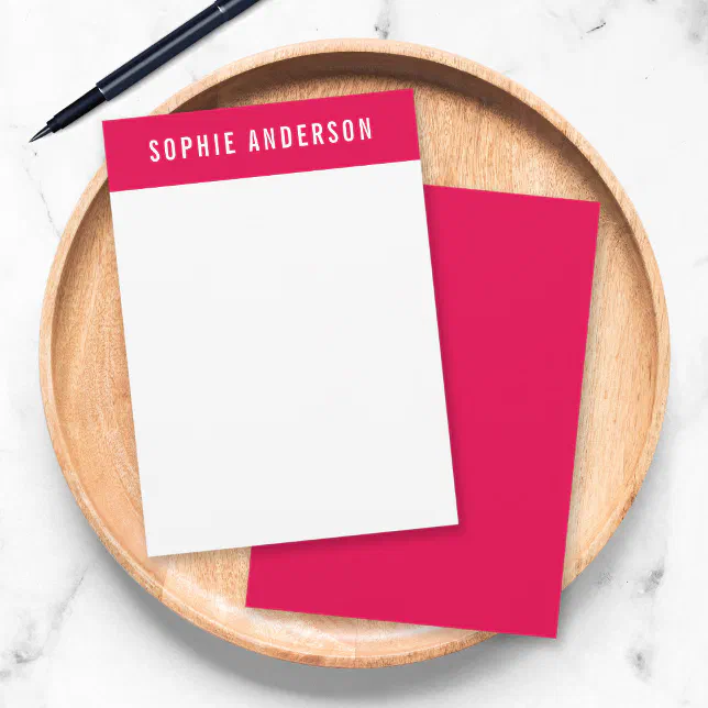 Modern Bold Name with Editable Header Color Note Card | Zazzle