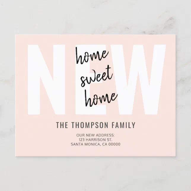 Modern Bold New Home Sweet Home Announcement Postcard | Zazzle