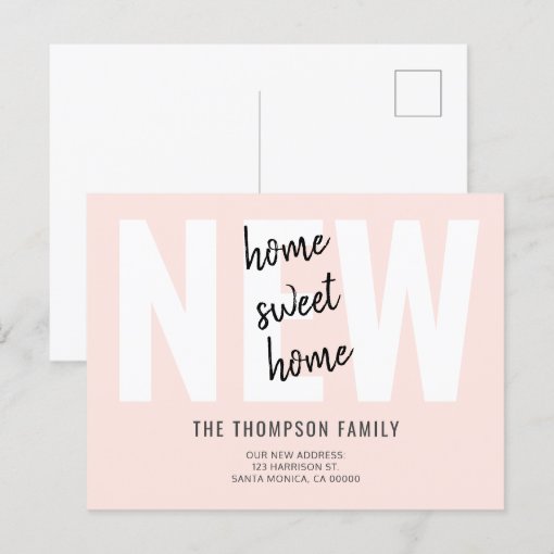 Modern Bold New Home Sweet Home Announcement Postcard | Zazzle