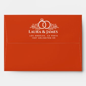 Modern bold orange and pink wedding Envelope | Zazzle