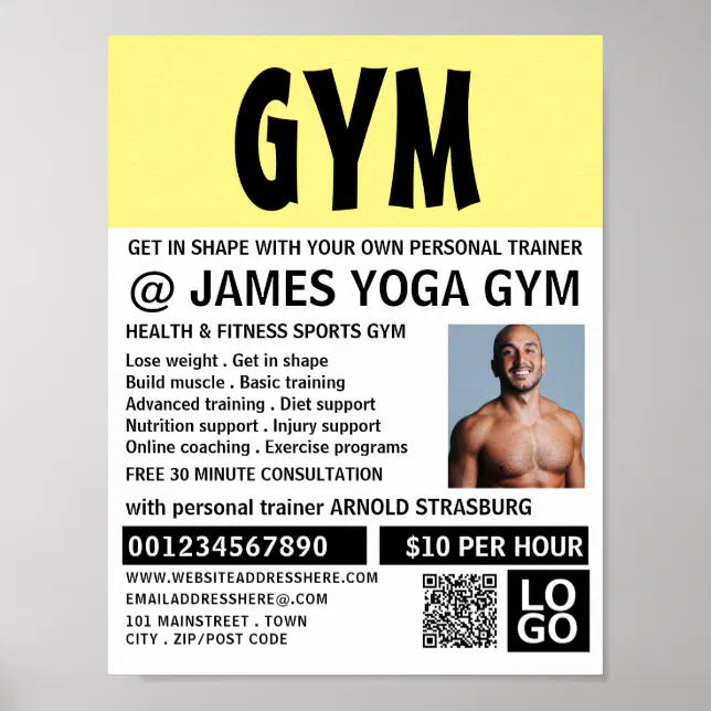 Modern Bold, Personal trainer, Gym Advertising Poster | Zazzle
