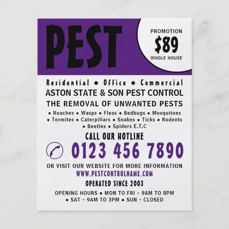 Modern Bold, Pest Control Advertising Flyer | Zazzle