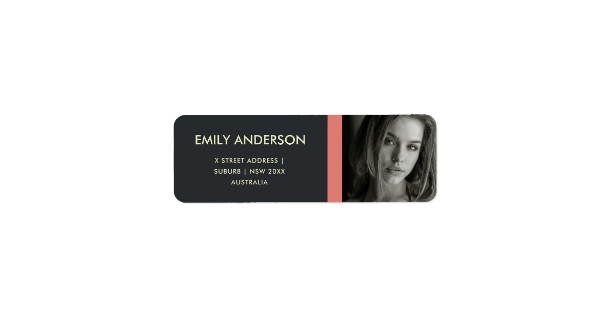 MODERN BOLD PINK BLACK PERSONAL PHOTO ADDRESS LABEL | Zazzle