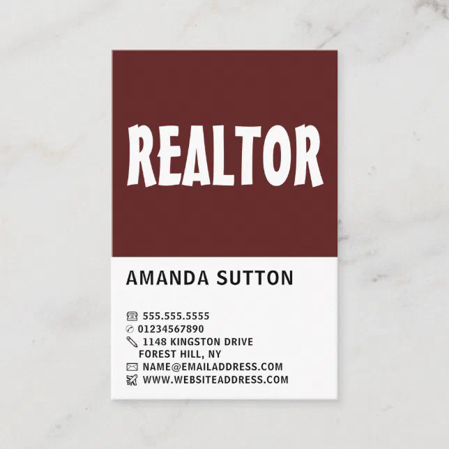 Modern Bold, Realtor, Estate Agent Business Card | Zazzle