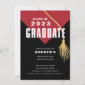 Modern Bold Red Cap Graduation Invitation | Zazzle
