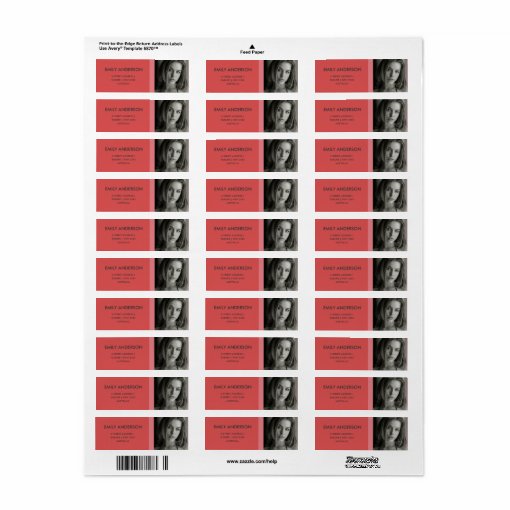 MODERN BOLD RED PINK PERSONAL PHOTO ADDRESS LABEL | Zazzle