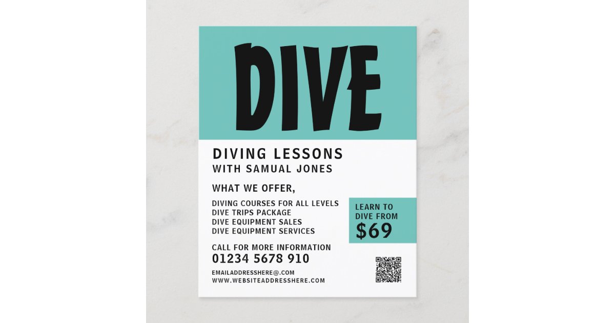 Modern Bold, Scuba Diving Lesson Advertising Flyer | Zazzle