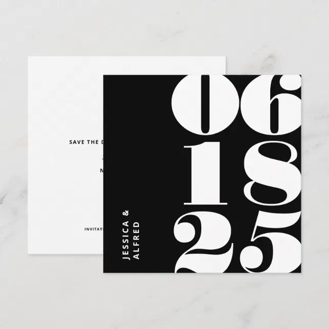 Modern Bold Solid Black Big Date Wedding Save The Date | Zazzle