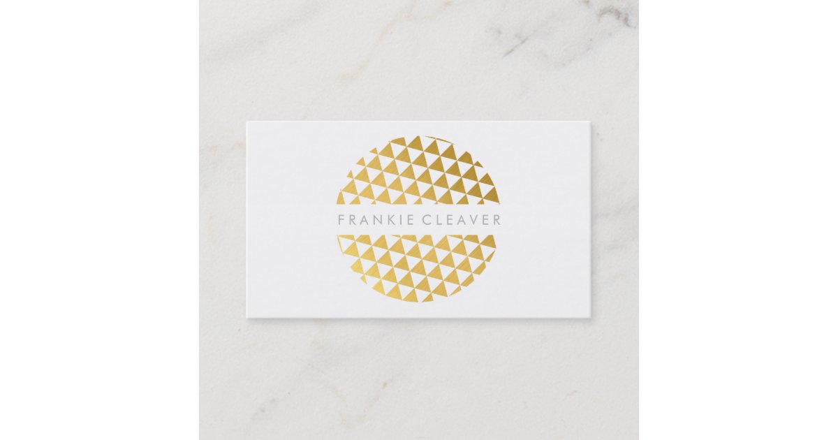 MODERN BOLD SPOT geo triangle pattern gold foil Business Card | Zazzle