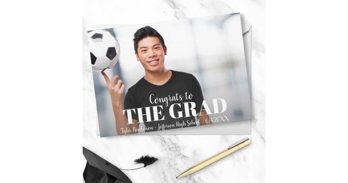 Modern Bold Stripe Graduation Photo Party Invite | Zazzle