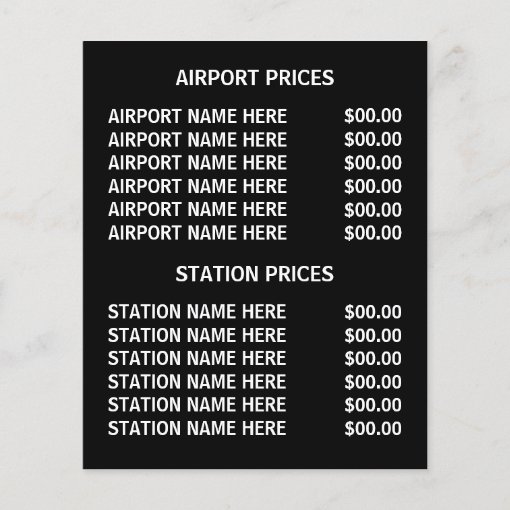 Modern Bold, Taxi Cab Firm with Price List Flyer | Zazzle