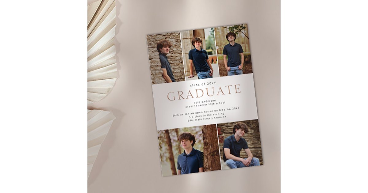 Modern Bold Typography 5 Photo Collage Graduation Announcement | Zazzle