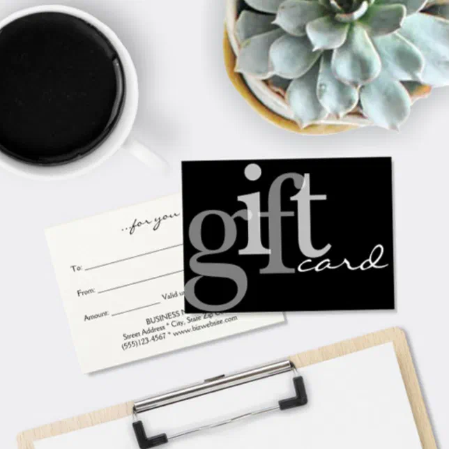 Modern Bold Typography Black White Gift Card | Zazzle
