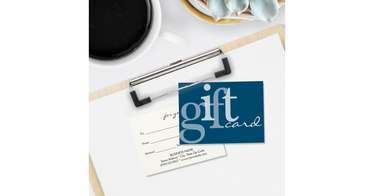 Modern Bold Typography Deep Blue White Gift Card | Zazzle