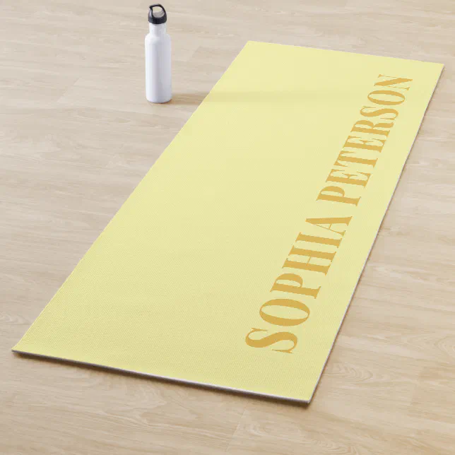 Modern Bold Typography Pastel Yellow Custom Yoga Mat | Zazzle