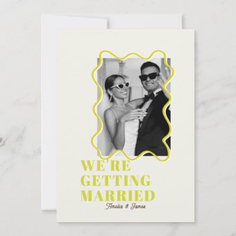 modern Bold Wavy funky Chartreuse & pink Wedding Invitation | Zazzle