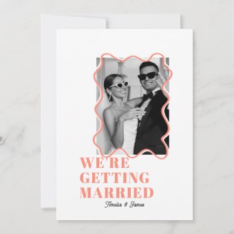 modern Bold Wavy funky Peach Wedding Invitation | Zazzle